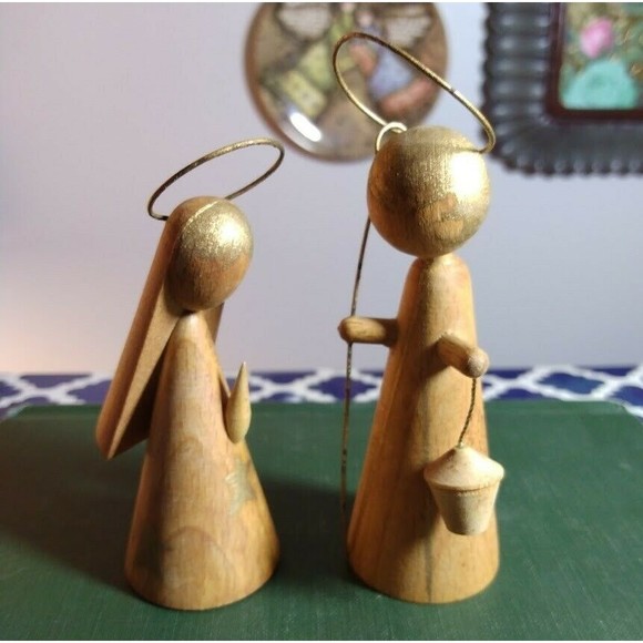 Holiday | Vintage Feri Nativity Mid Century Angels Mary Joseph Wood ...